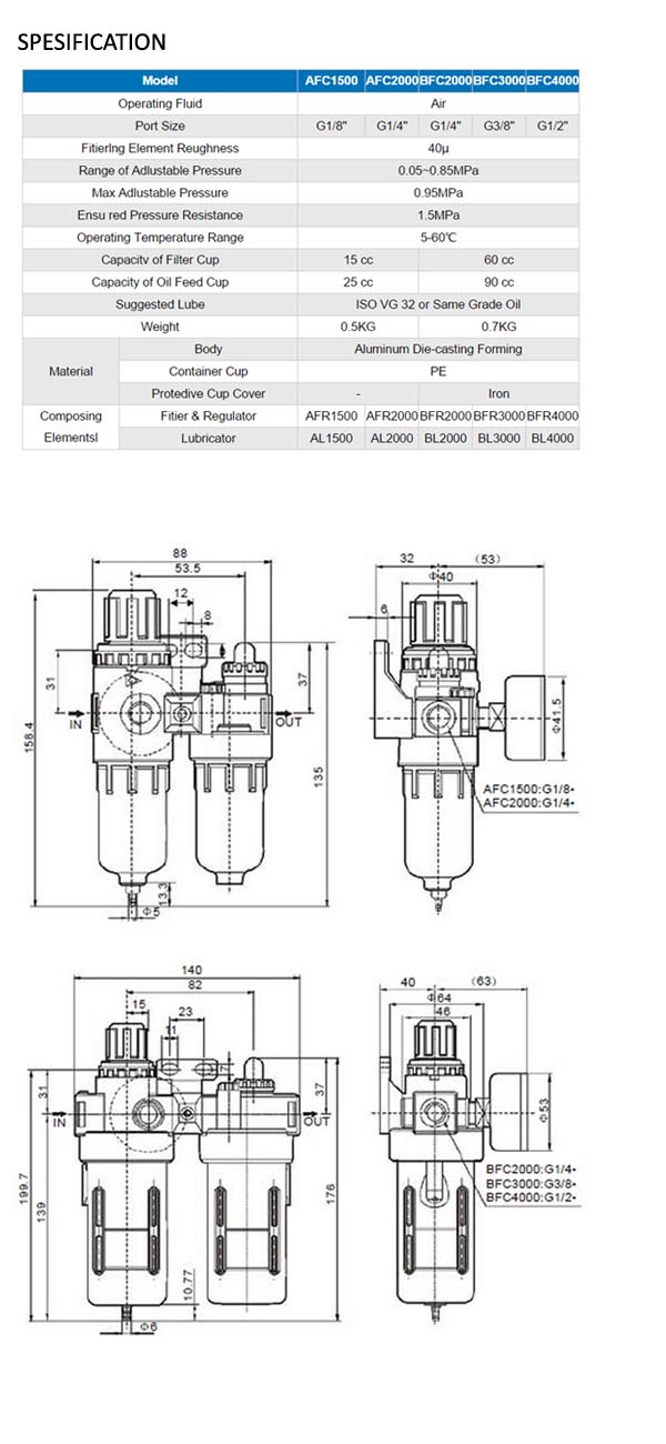 AFC,BFC Series Air Source Treatment Unit - Dratek - reliable partner in ...