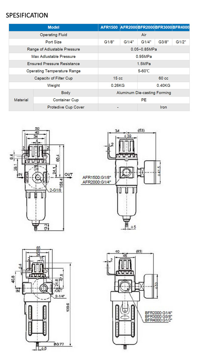 AFR, BFR Series Filter & Regulator - Dratek - reliable partner in ...
